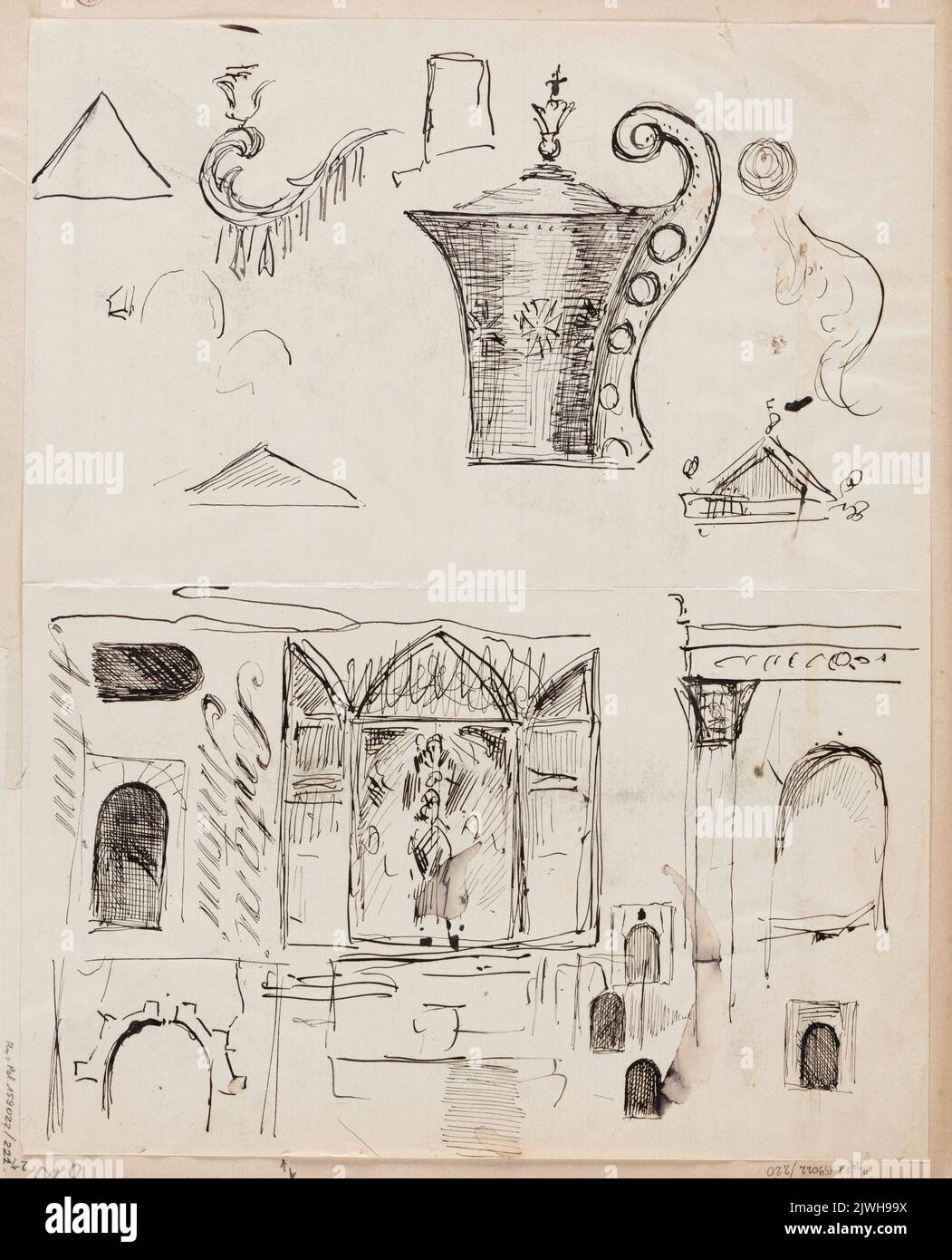 Design of an altar and bottle (ampoule) in Zakopane style. Witkiewicz ...