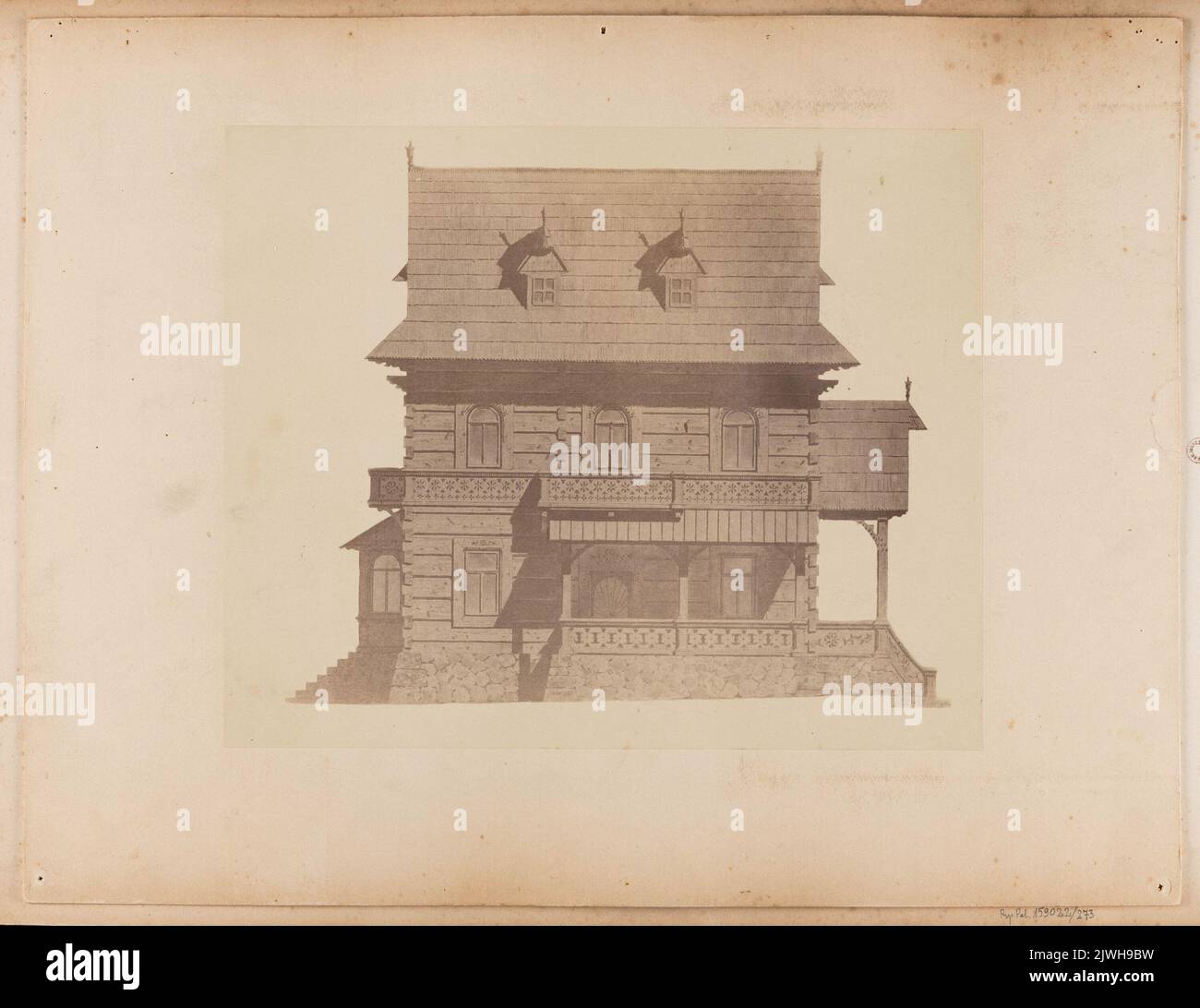 Zakopane. “Koliba" Villa - view of the side elevation (western). Photo ...