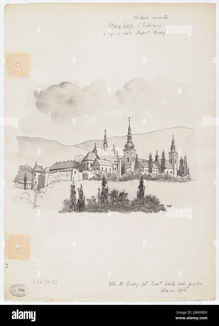 Stary Sącz – view of the town, according to Napoleon Orda from the ...
