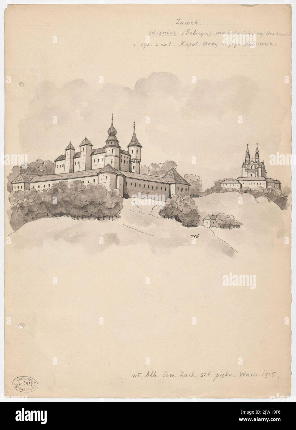 Wiśnicz. Castle - general view, according to Napoleon Orda from the ...