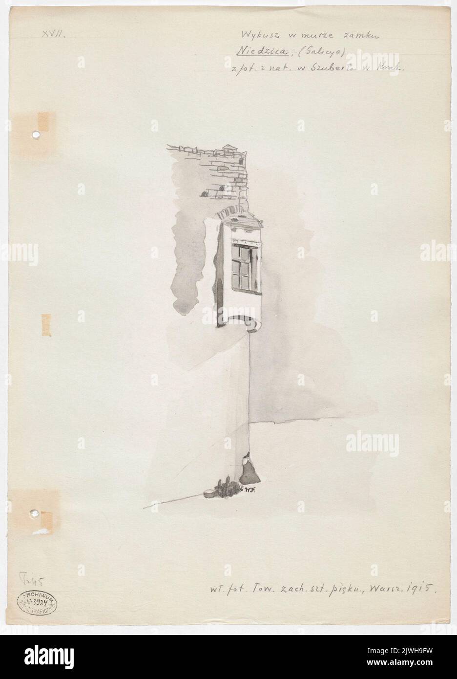 Niedzica. Castle wall niche, according to original photograph by Awit ...