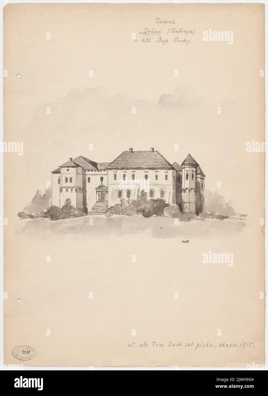 Dębno. Castle - general view, according to Napoleon Orda from the ...