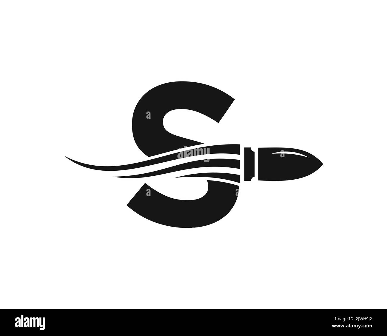 Initial Letter S Shooting Bullet Logo With Concept Weapon For Safety ...