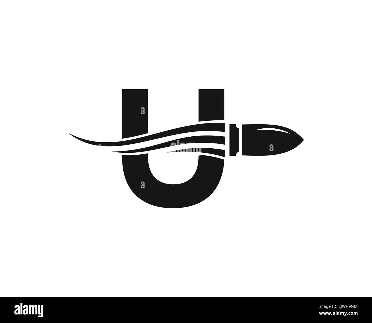 Initial Letter U Shooting Bullet Logo With Concept Weapon For Safety ...