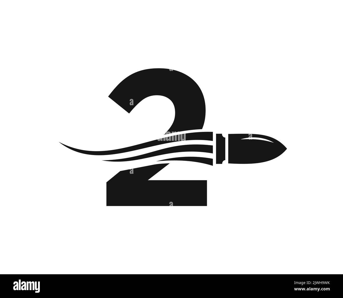 Initial Letter 2 Shooting Bullet Logo With Concept Weapon For Safety ...