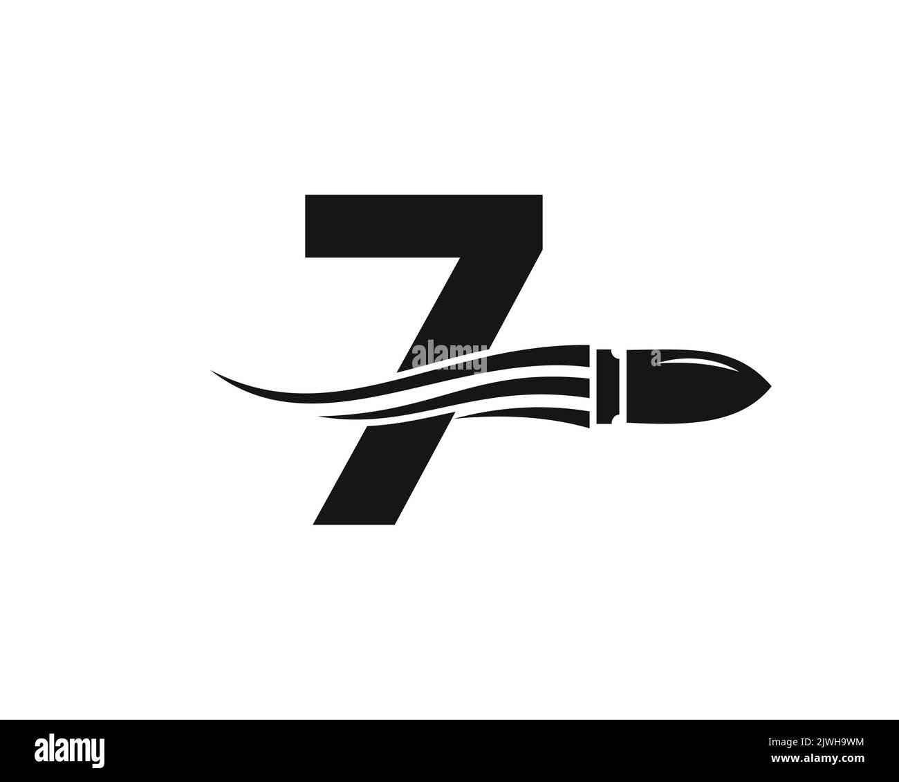 Initial Letter 7 Shooting Bullet Logo With Concept Weapon For Safety ...