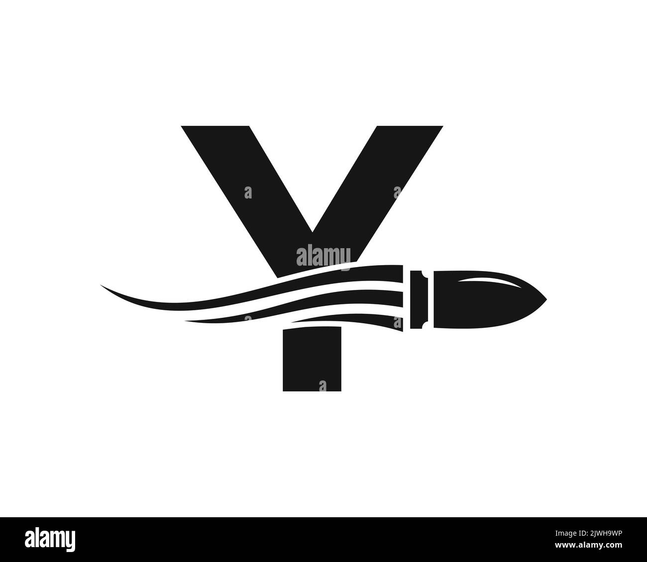 Initial Letter Y Shooting Bullet Logo With Concept Weapon For Safety ...