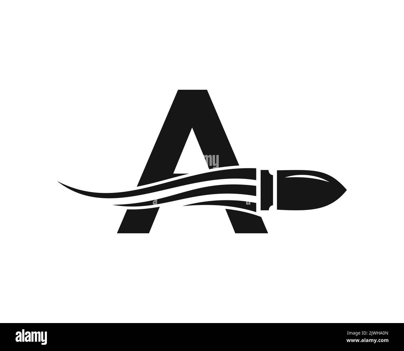 Initial Letter A Shooting Bullet Logo With Concept Weapon For Safety ...
