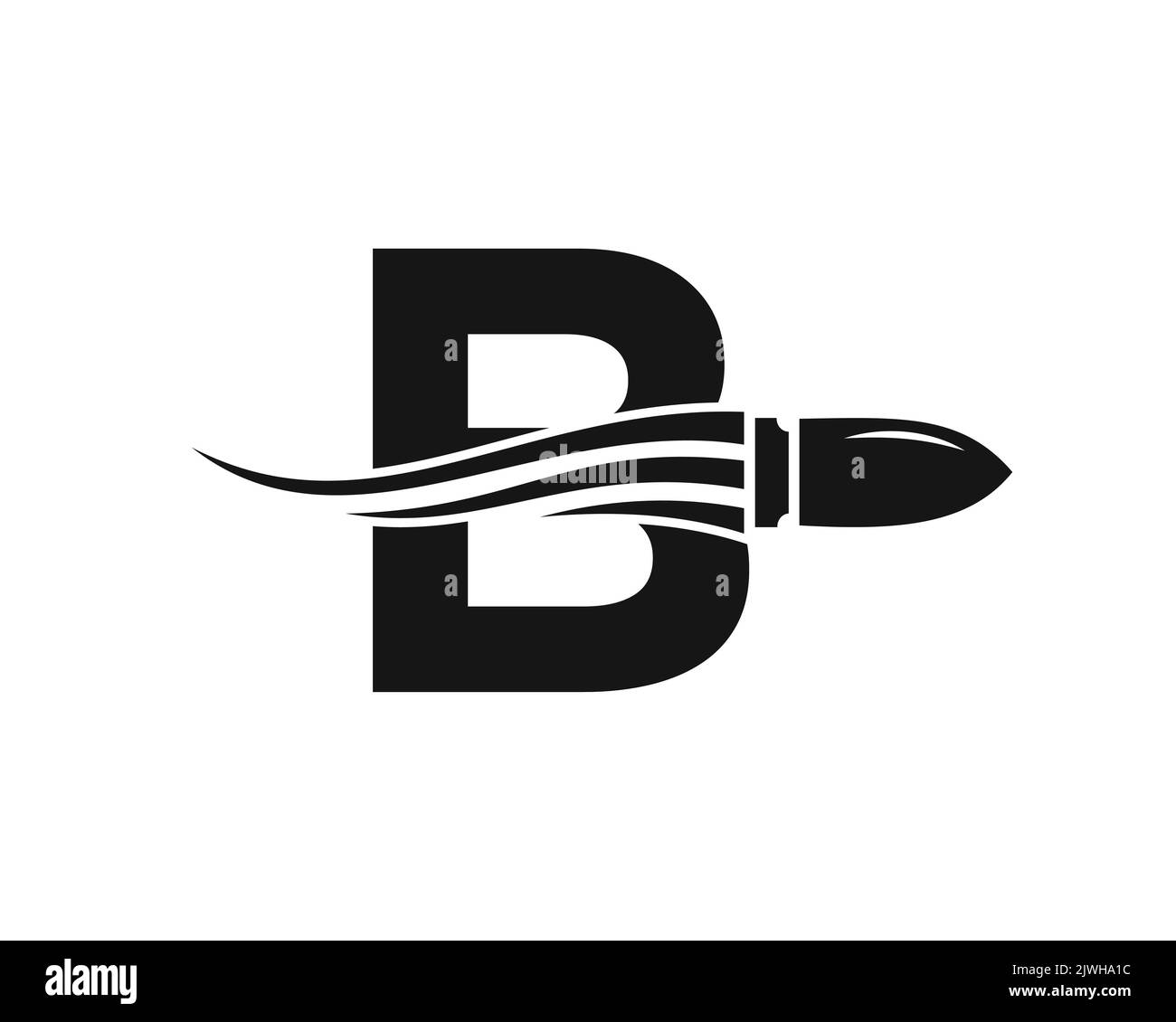 Initial Letter B Shooting Bullet Logo With Concept Weapon For Safety ...