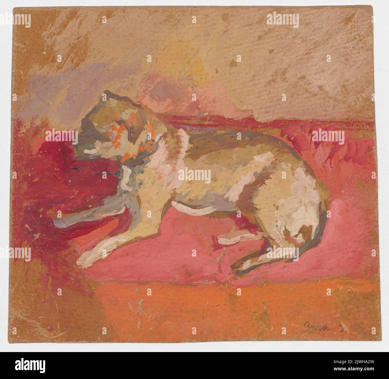 Lying dog. Waliszewski, Zygmunt (1897-1936), draughtsman, cartoonist ...