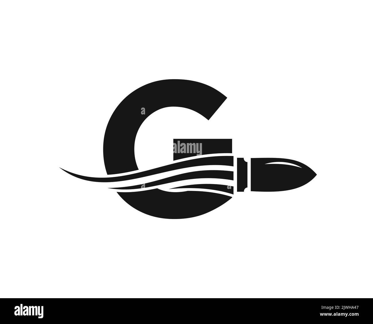 Initial Letter G Shooting Bullet Logo With Concept Weapon For Safety ...
