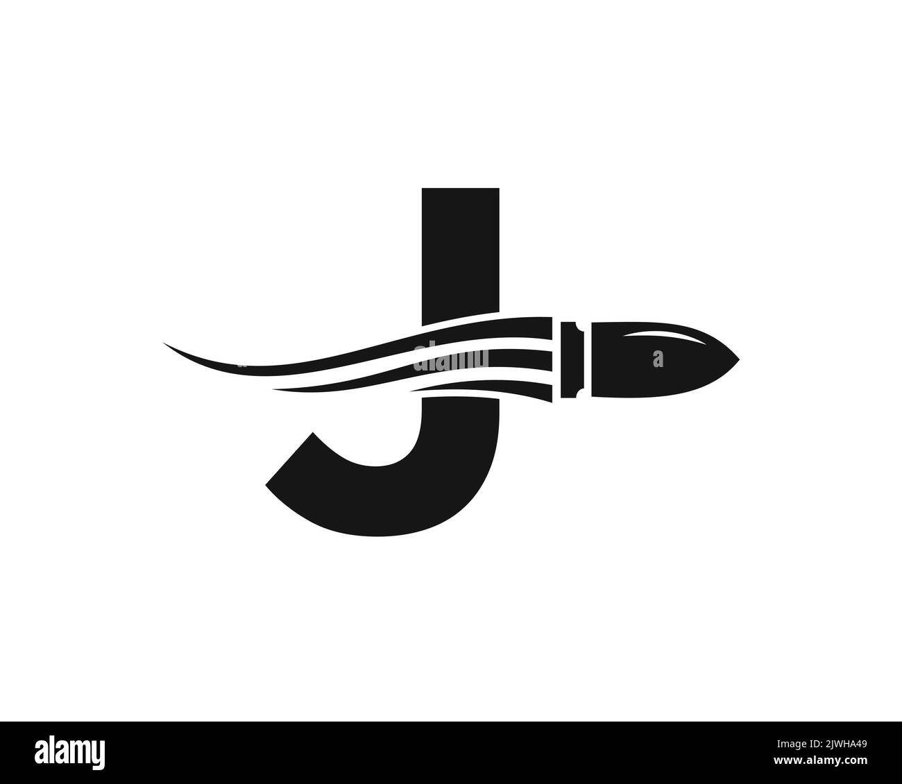 Initial Letter J Shooting Bullet Logo With Concept Weapon For Safety ...