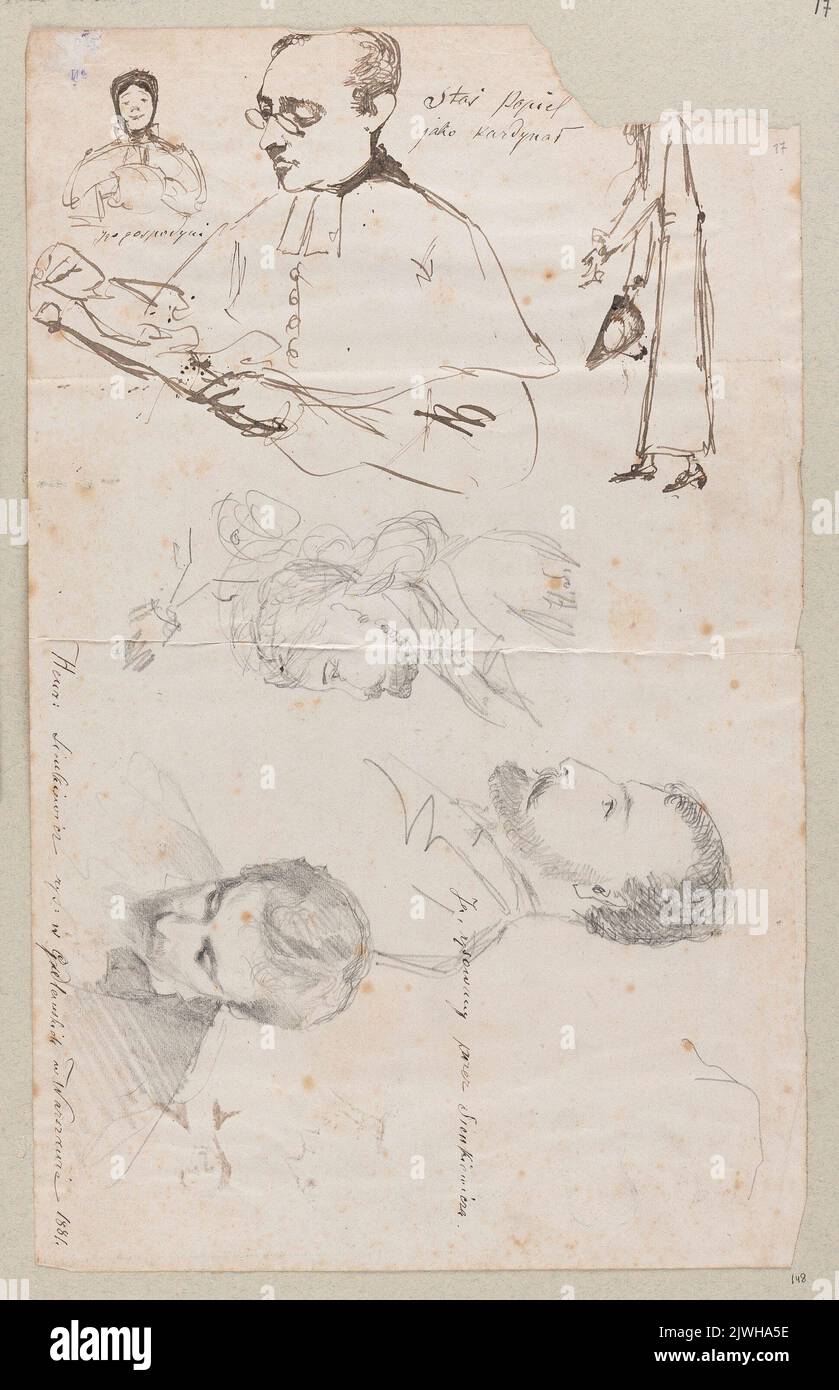 Portrait sketches by Chachórski: Stanisław Popiel as cardinal, his ...