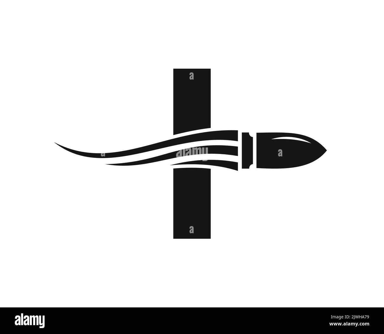 Initial Letter I Shooting Bullet Logo With Concept Weapon For Safety ...
