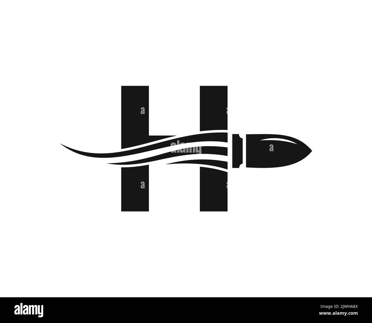 Initial Letter H Shooting Bullet Logo With Concept Weapon For Safety ...