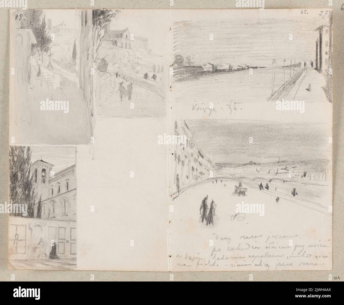 Five landscape studies; verso: sketch of a composition with three ...