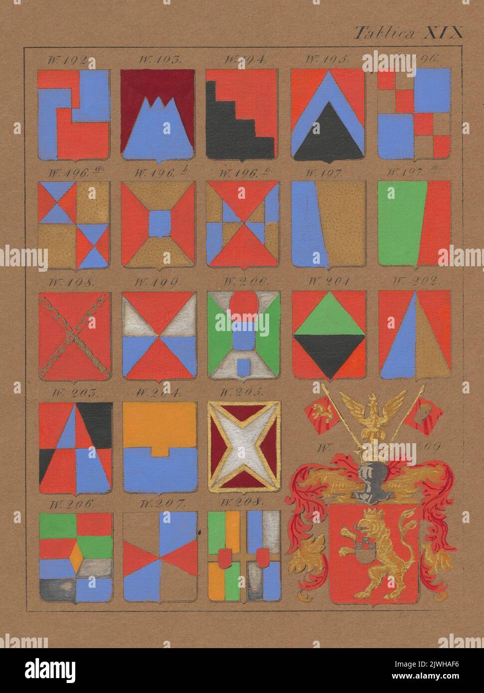 Table XIX (less frequently used field divisions and coat of arms of the ...