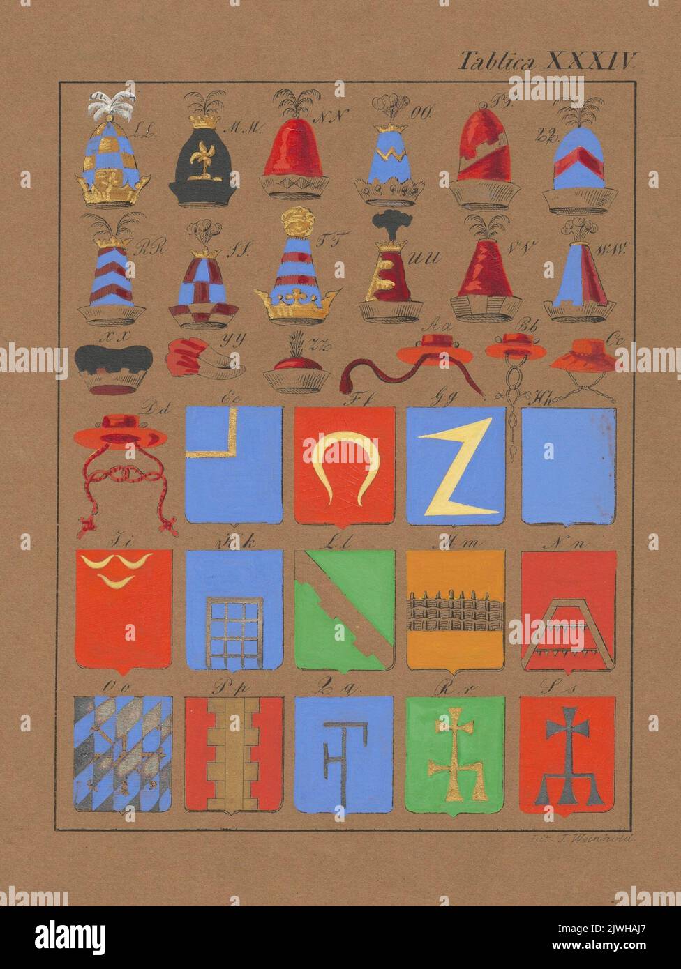 Table XXXIV (heraldic hats and objects) for the Norbert Eugeniusz ...