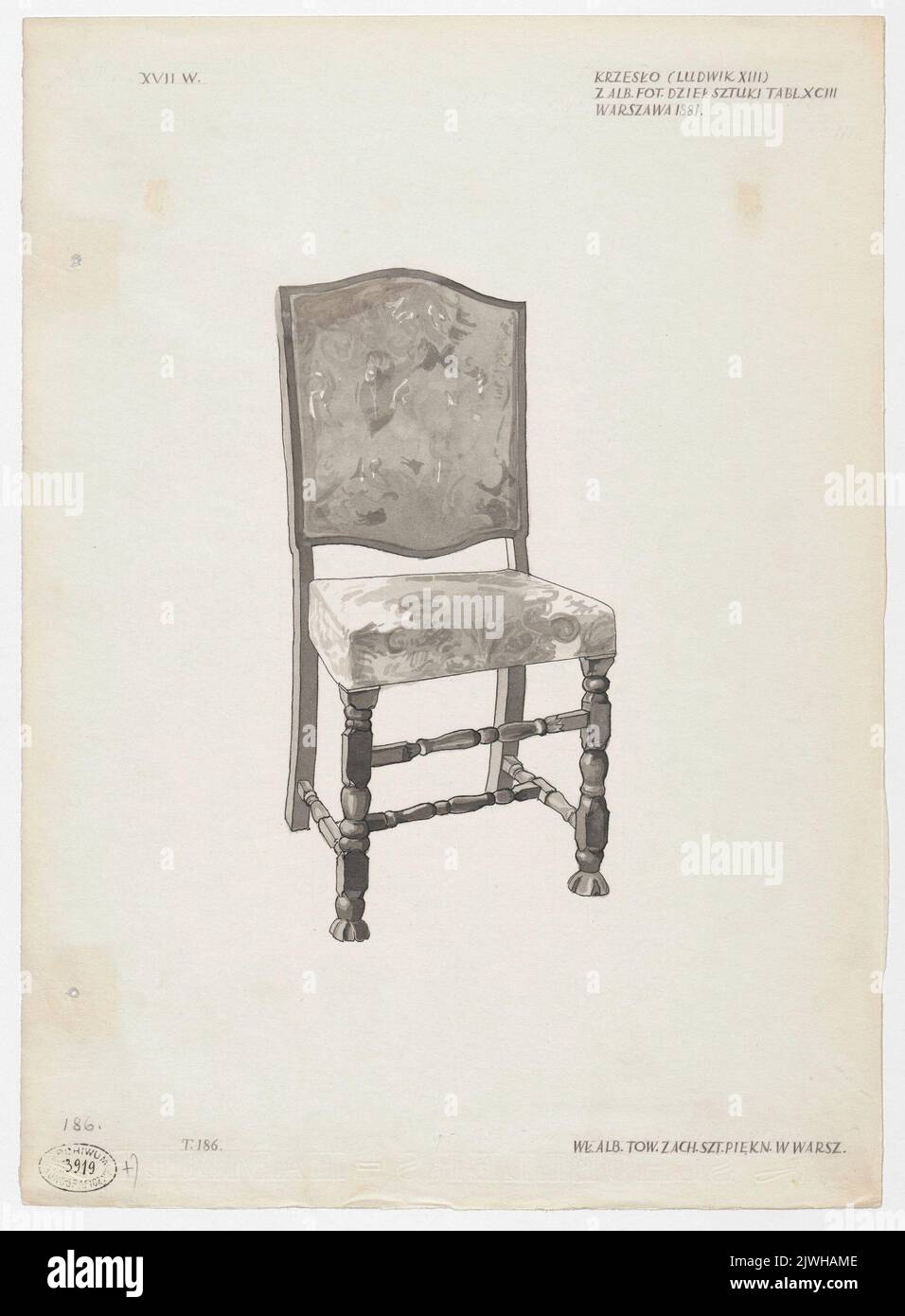 Chair in the style of Louis XIII, according to photograph from the ...