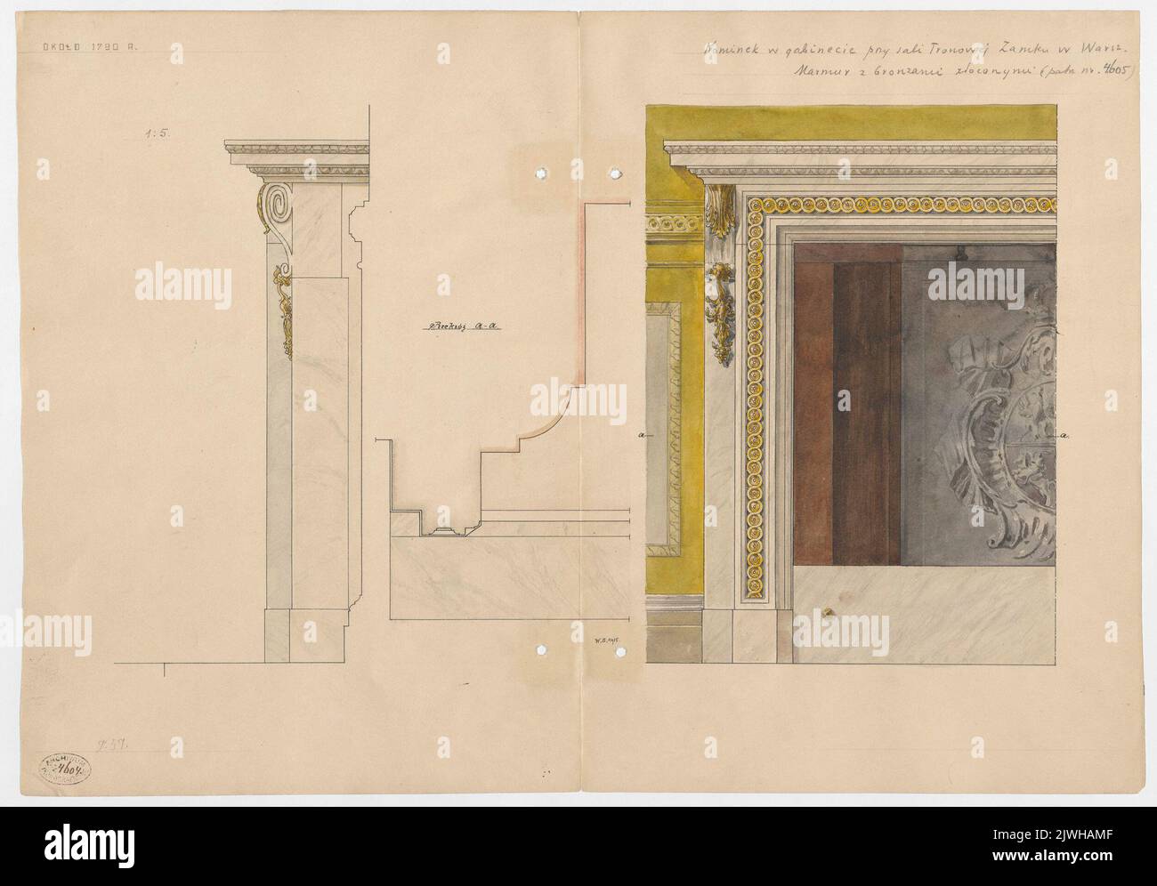 Warsaw. Fireplace in the Conference Study (European Monarch Study) at ...
