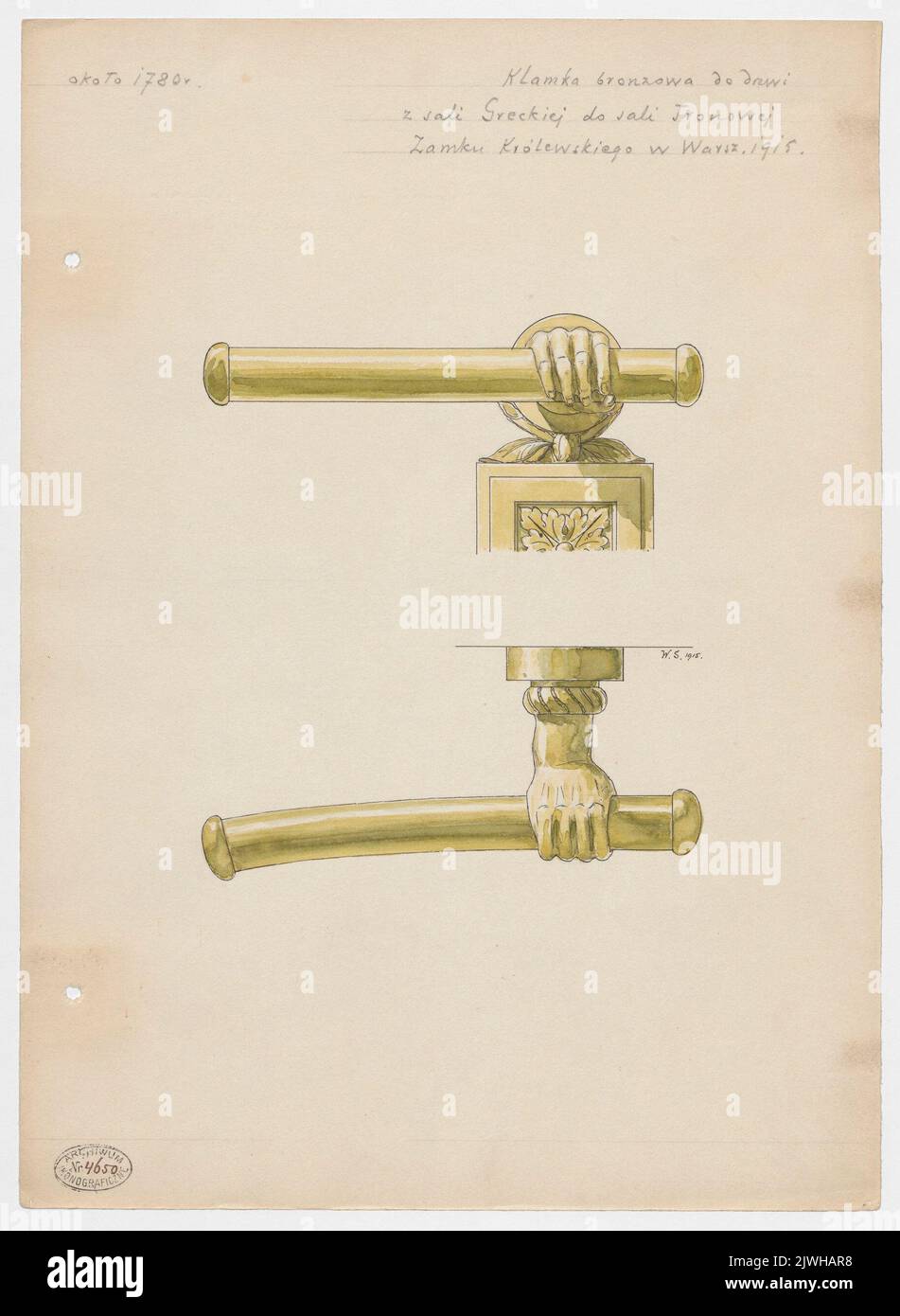 Warsaw. Bronze door knob from the door between the Greek Room and the ...