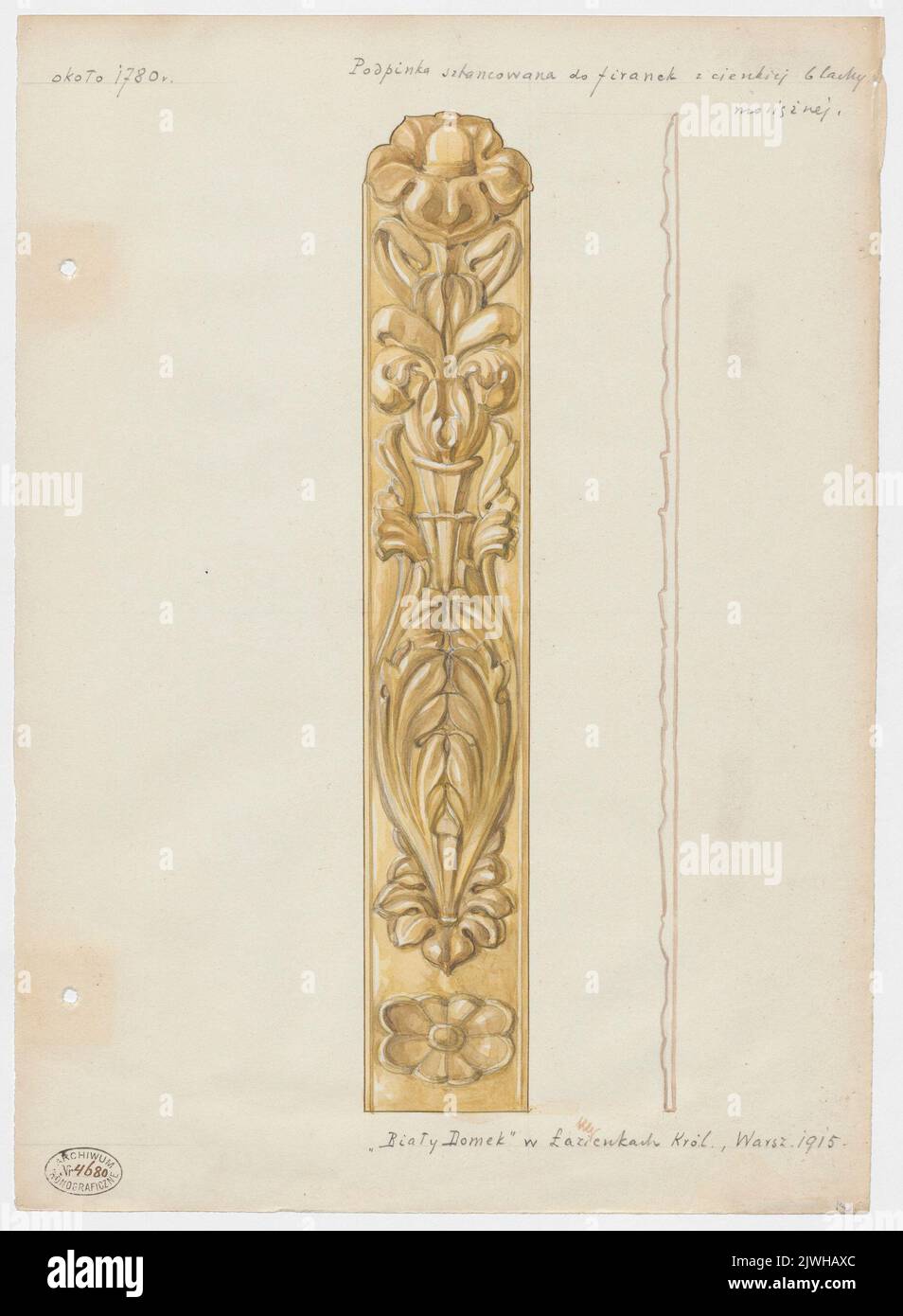 Warsaw. Window curtain clasp, pouched out of thin brass sheets, from ...