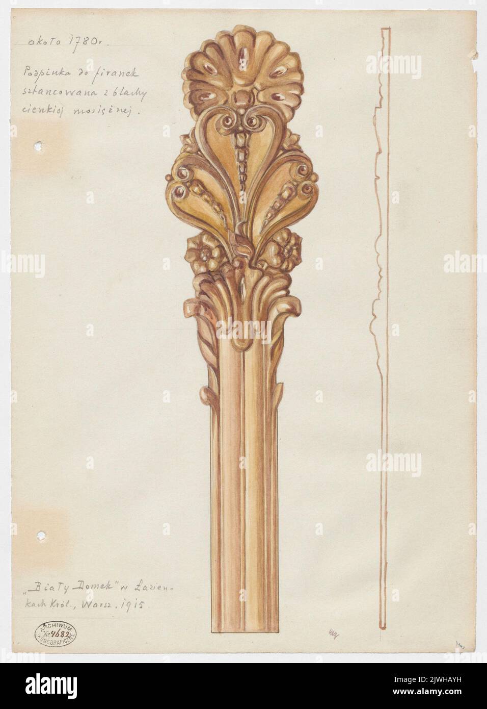 Warsaw. Window curtain clasp from c. 1780, pouched out of thin brass ...