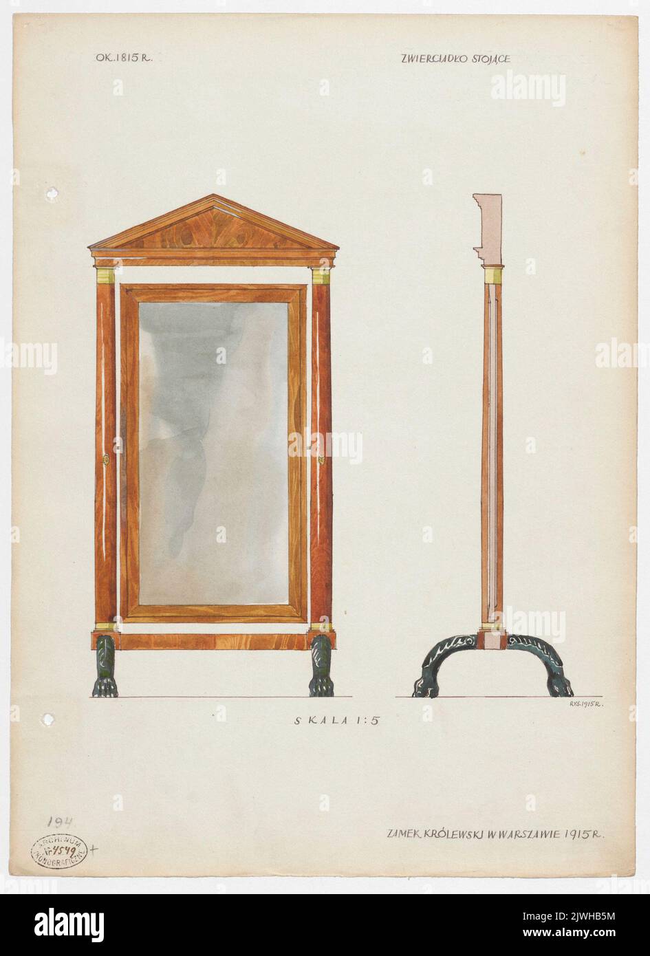 Warsaw. Standing (so-called Psyche) mirror in the Bedchamber (Royal or ...