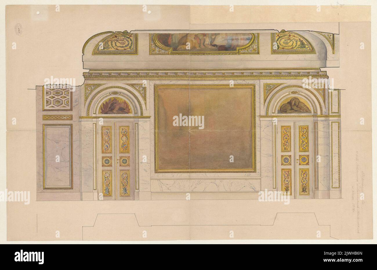 Warsaw. Mural art in the Salle de Salomon at the Palace on the Isle in ...