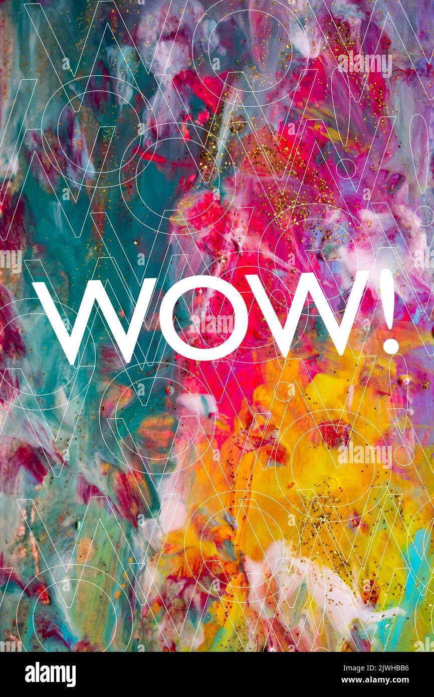 Abstract Natural Luxury art, fluid painting with Wow text, alcohol ink ...