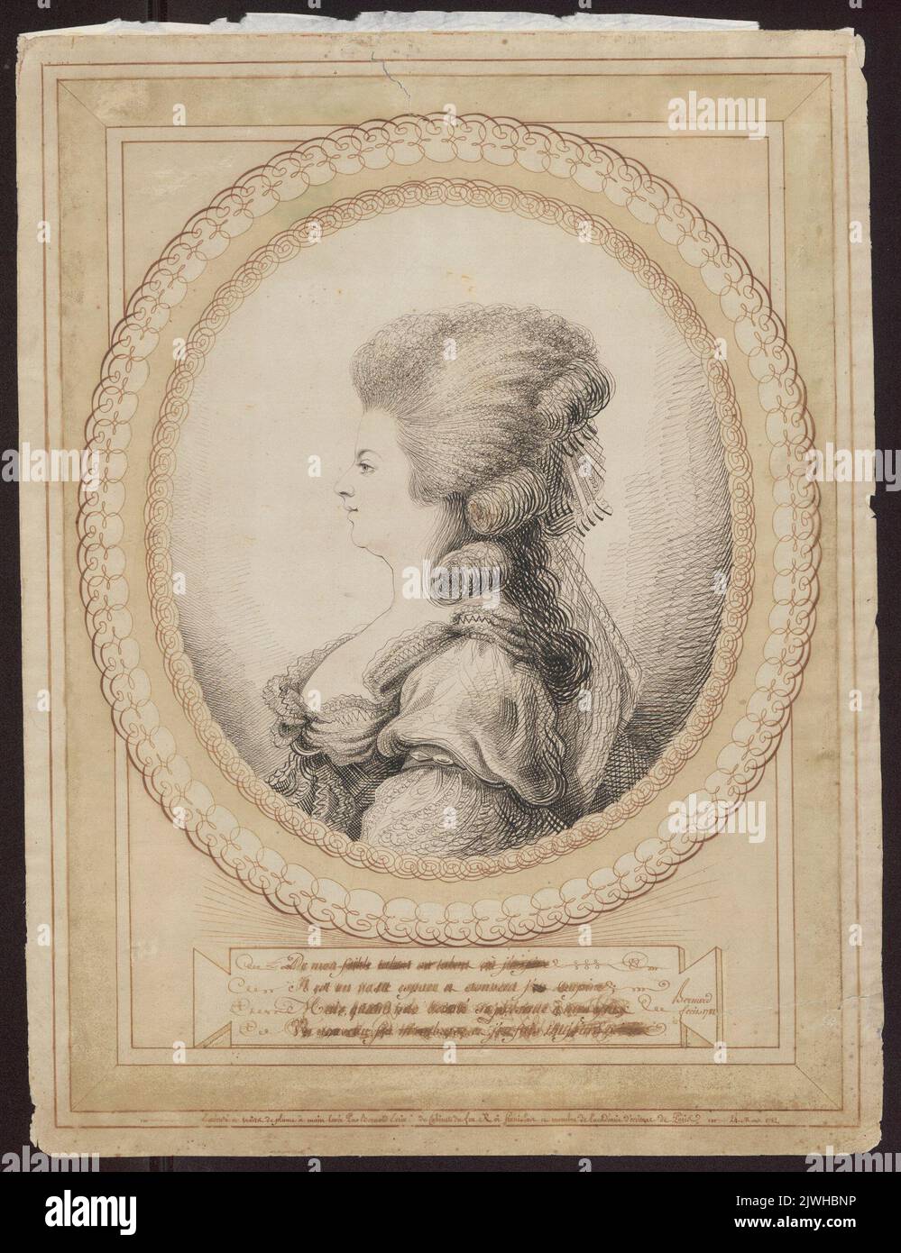 Portrait of Queen Marie Antoinette - calligraphy. Bernard, Jean-Joseph ...