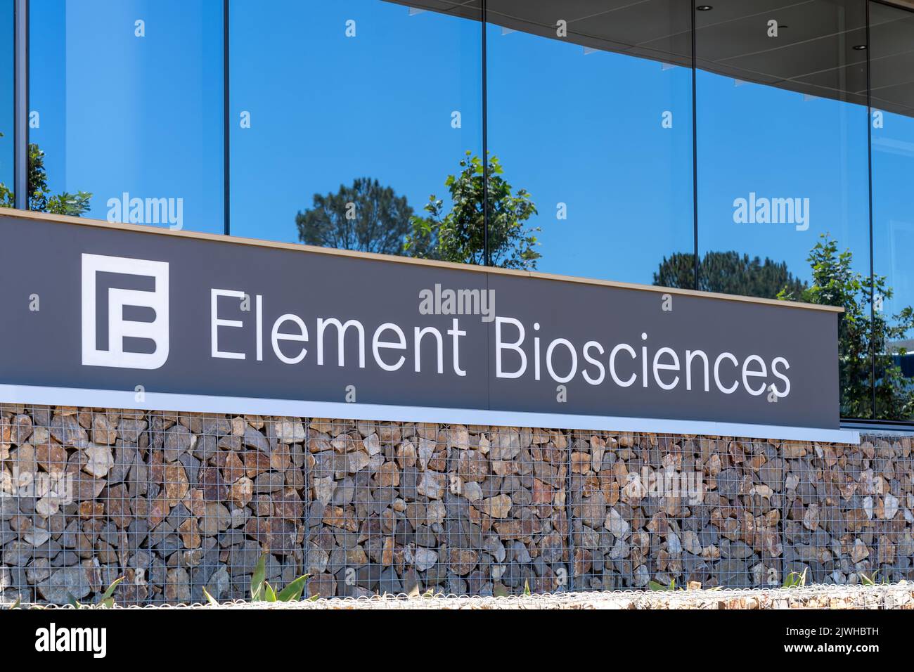 Element Biosciences sign is shown at its headquarters in San Diego, CA ...