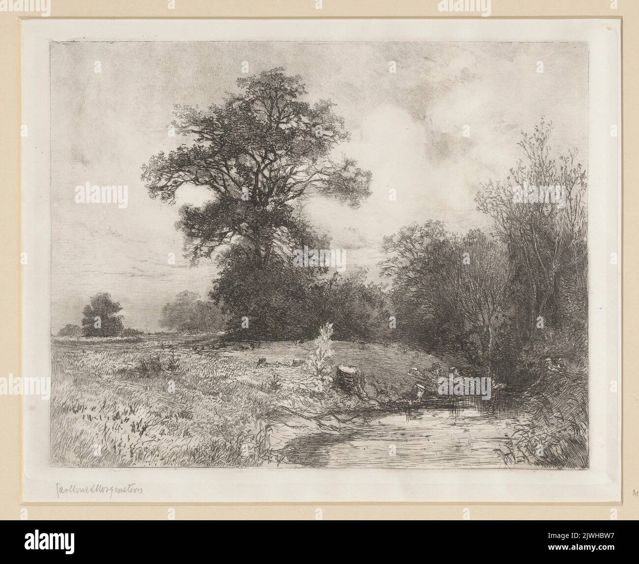Krajobraz. Morgenstern, Carl Ernst (1847-1928), graphic artist Stock ...