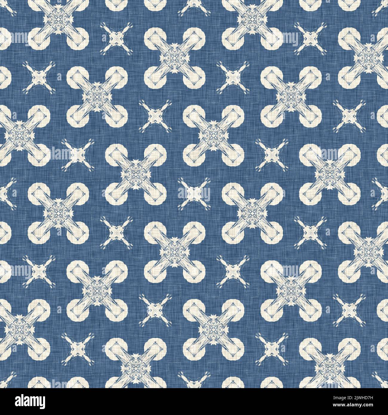 French blue quilt printed fabric pattern for shabby chic home decor ...