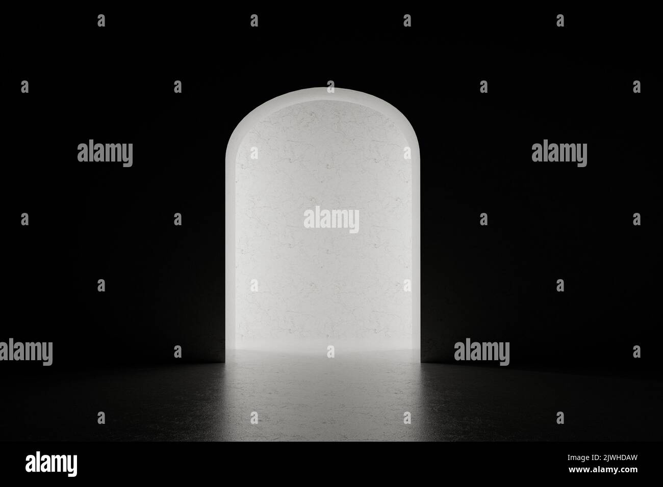 Marble arc with back light. Black and white 3d illustration Stock Photo ...