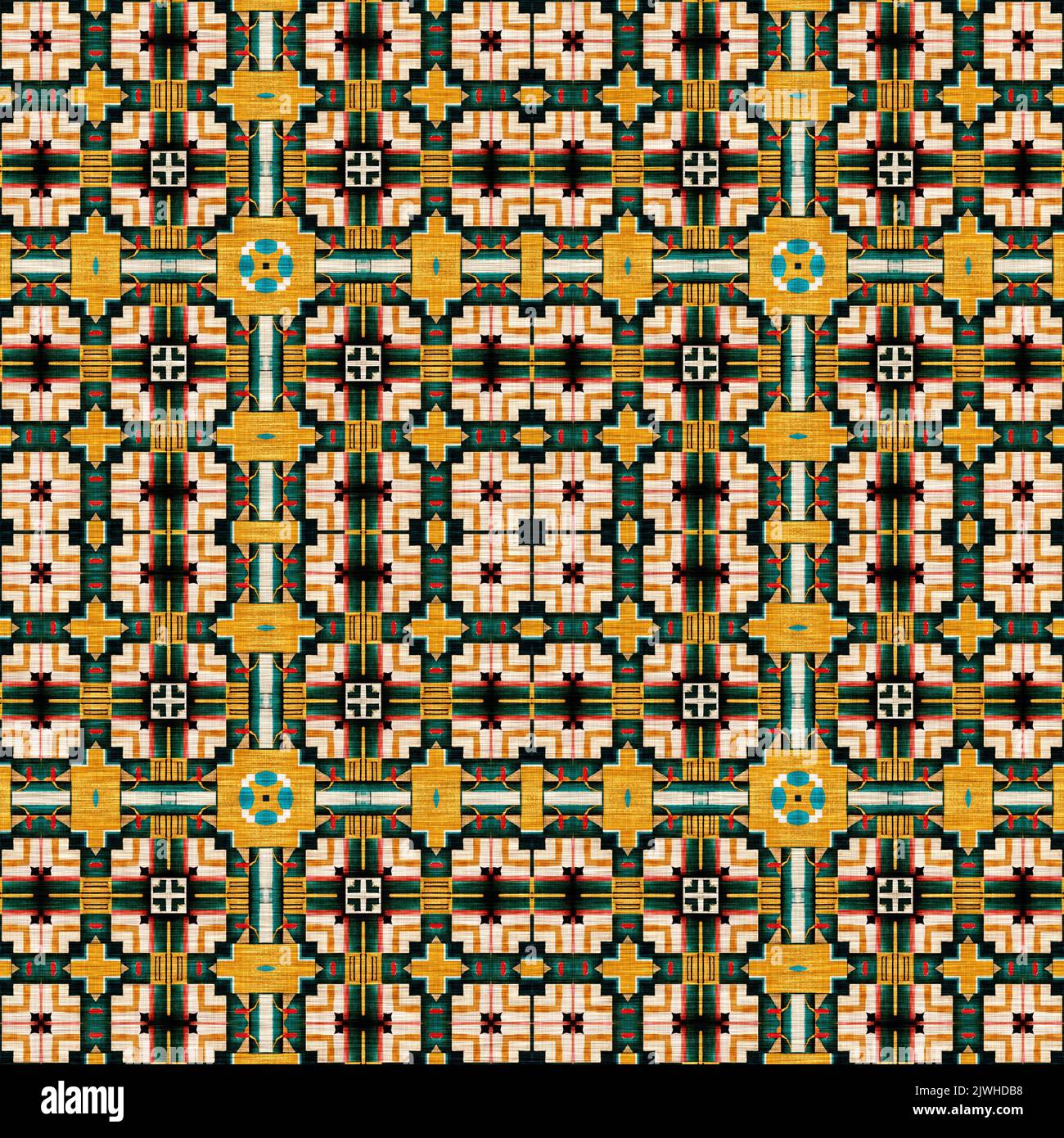 Traditional tile mosaic seamless pattern print. Fabric effect mexican ...