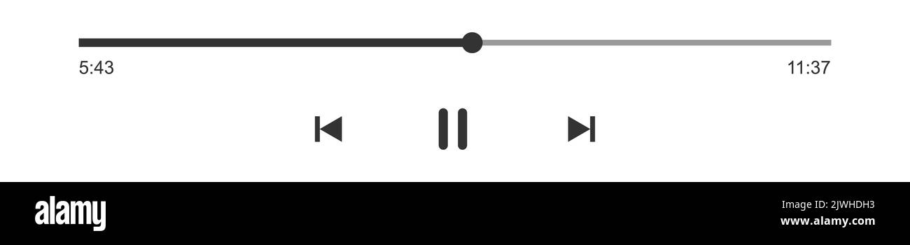 Loading bar of audio or video player with progress slider, minutes ...