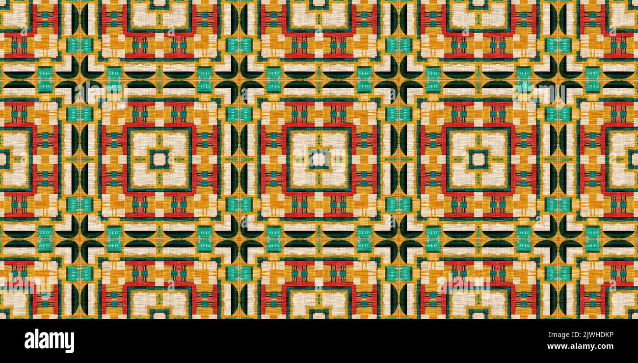 Traditional tile mosaic seamless border pattern print. Fabric effect ...