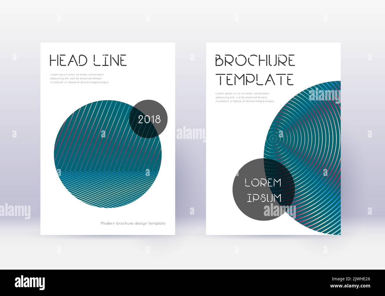 Trendy cover design template set. Red abstract lines on white blue ...