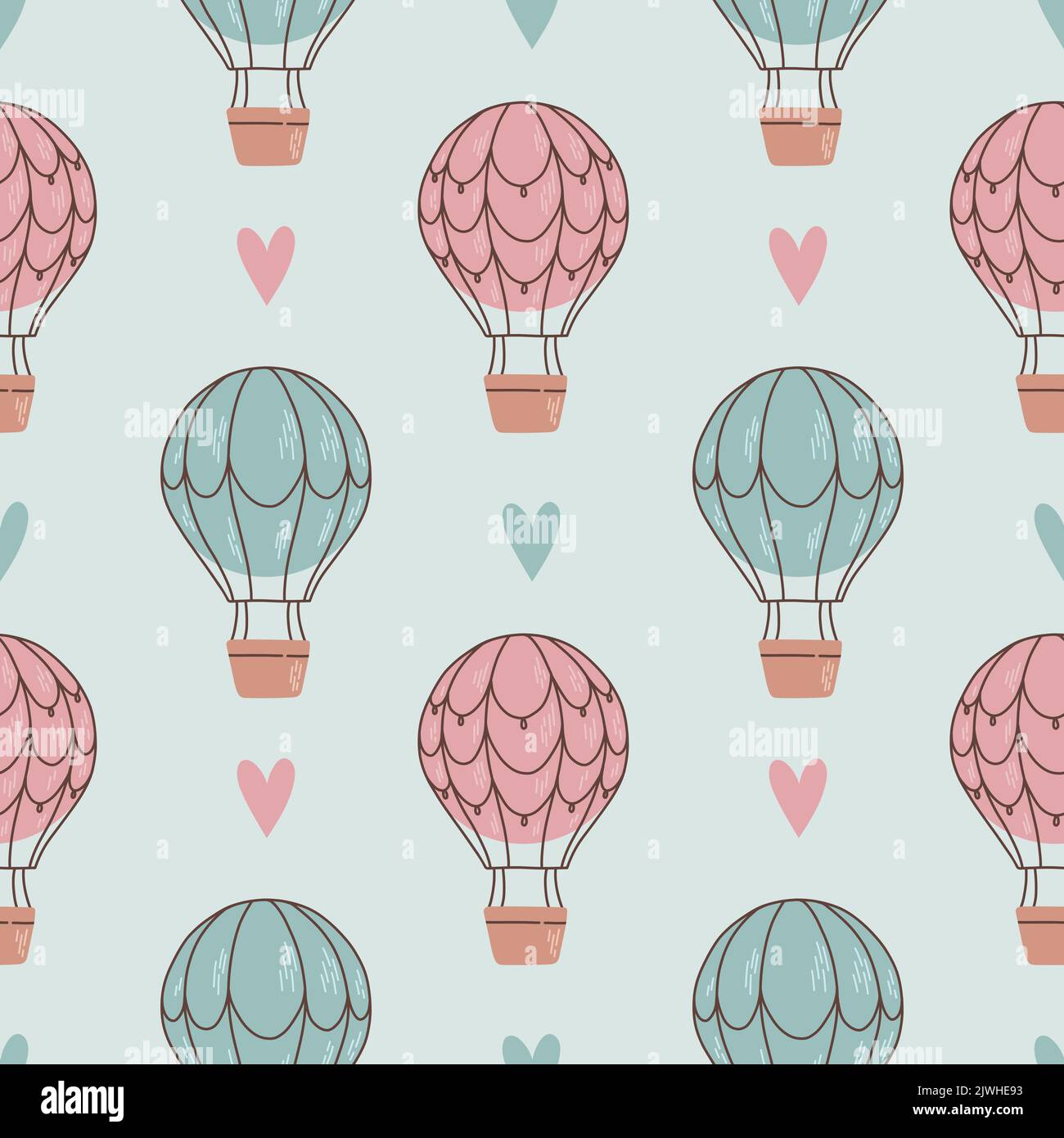 Cute balloon and hearts seamless pattern vector Stock Vector Image ...
