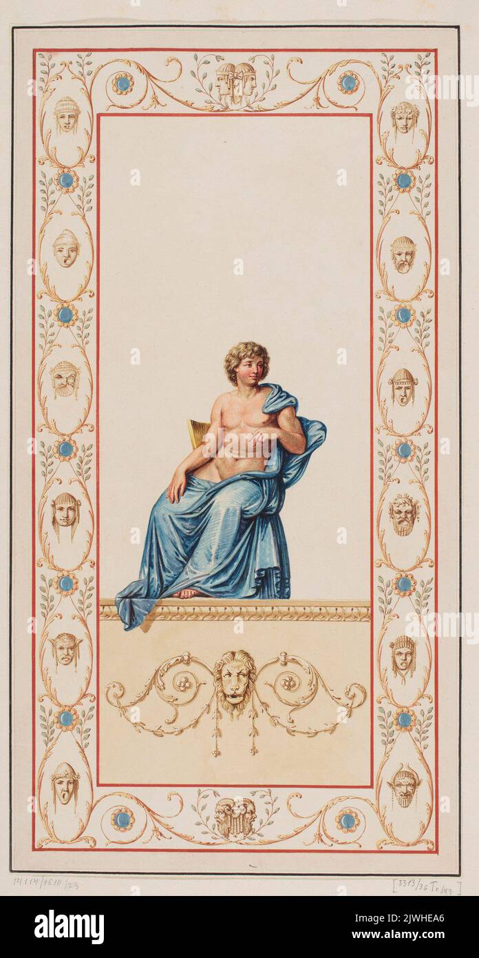Vestigia delle Terme di Tito. Ephebos in blue robe. Quadro from wall ...