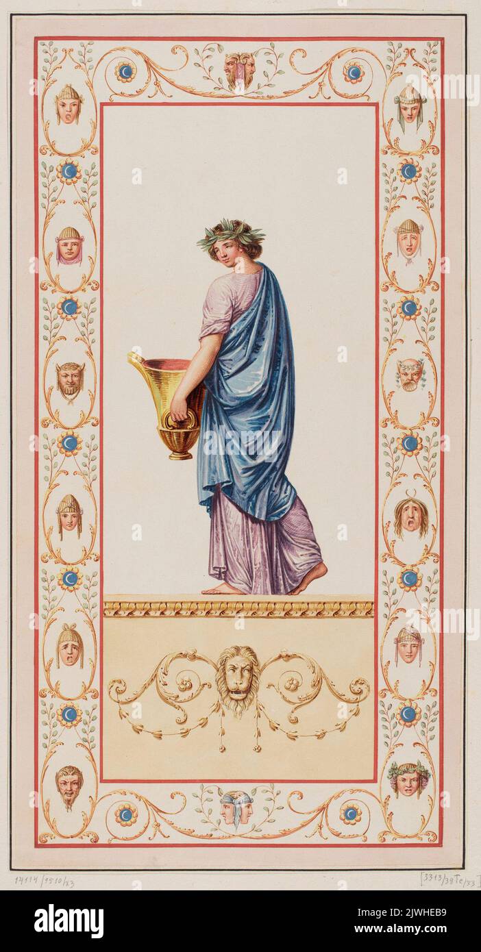 Vestigia delle Terme di Tito. Priestess. Quadro from wall ornamentation ...