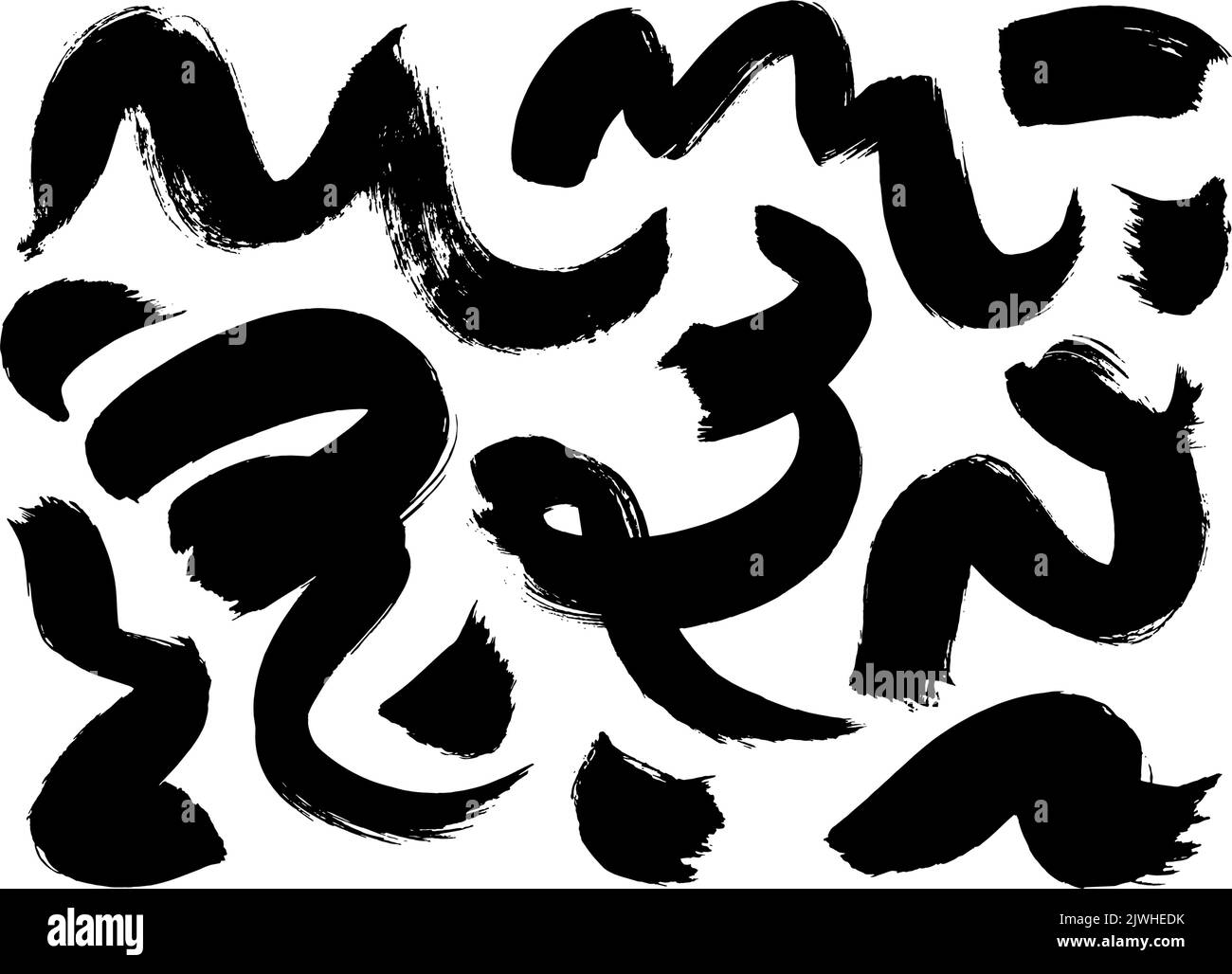 Bold curved lines and wavy brushstrokes collection Stock Vector Image ...