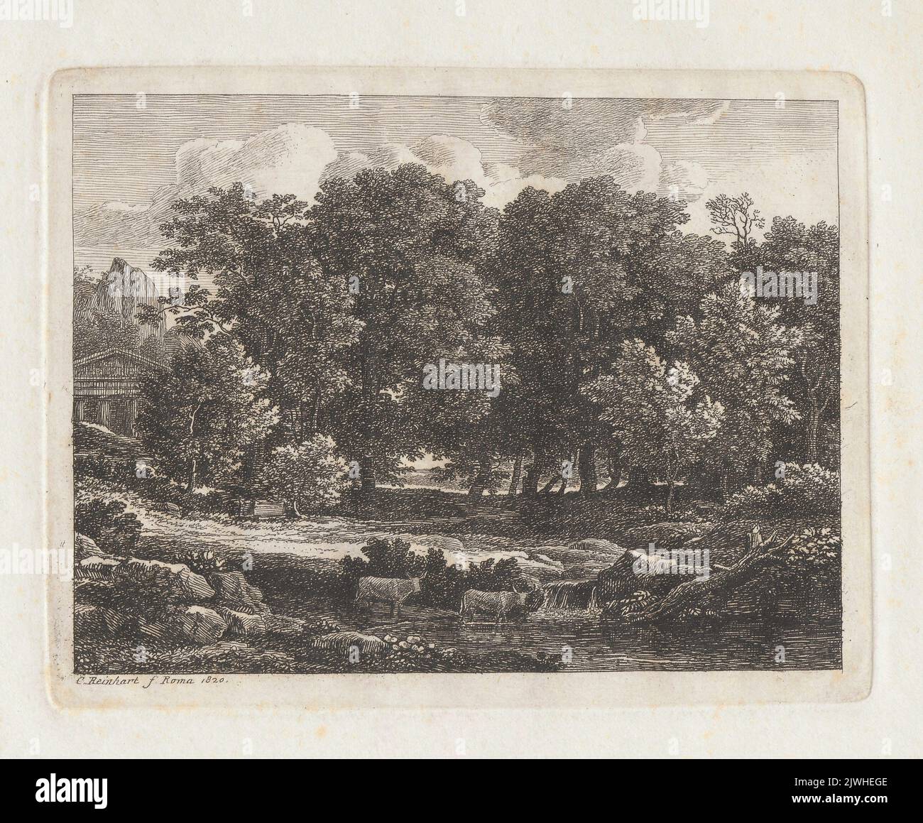 Pejzaż ze świątynią antyczną. Reinhart, Johann Christian (1761-1847 ...