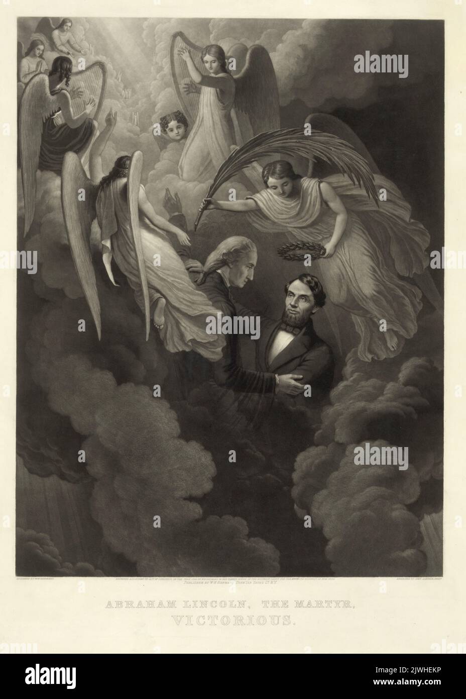 Abraham Lincoln, the martyr, victorious - an engraving by John Sartain ...