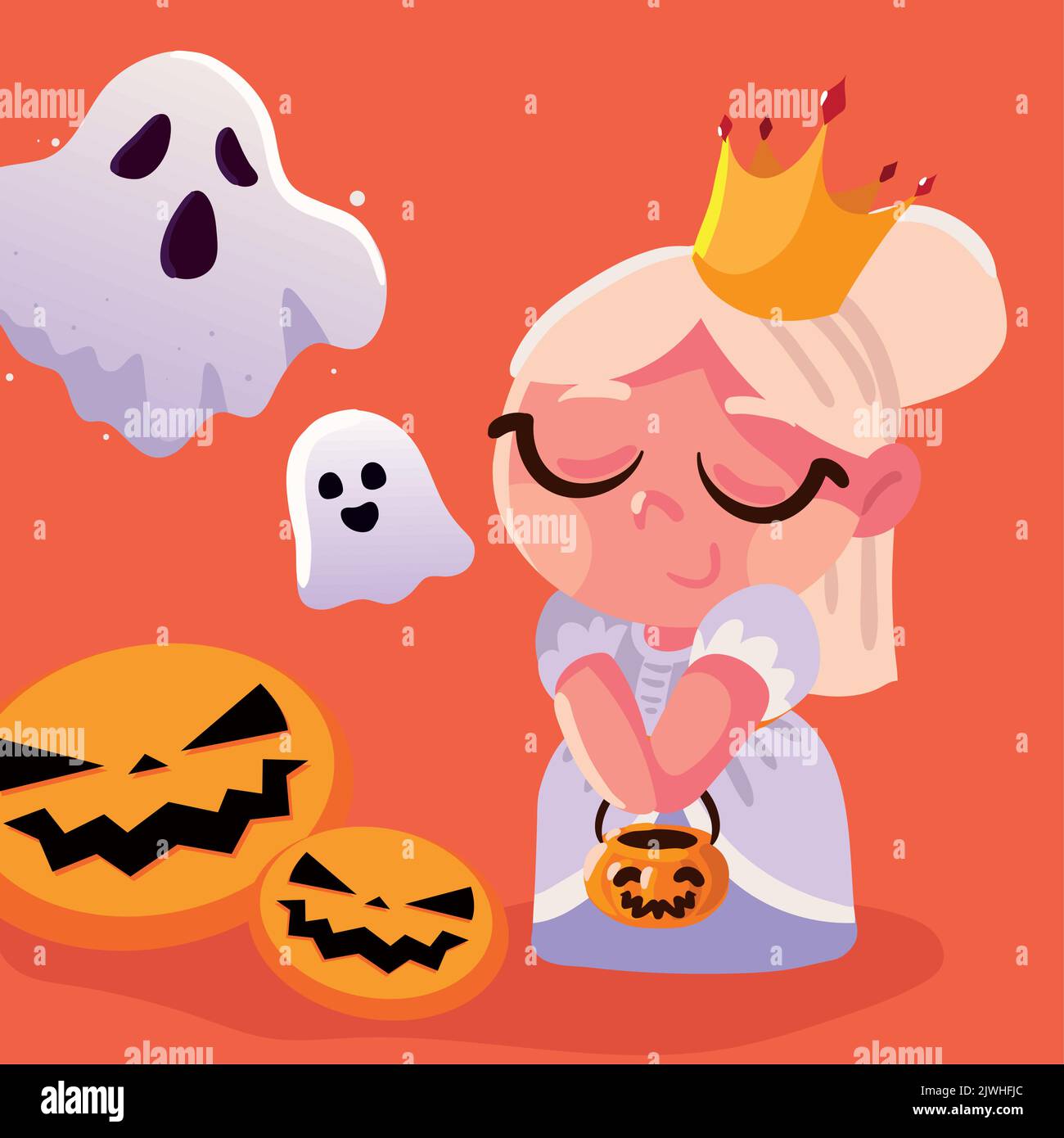 Girl In Princess Costume Halloween Stock Vector Image And Art Alamy