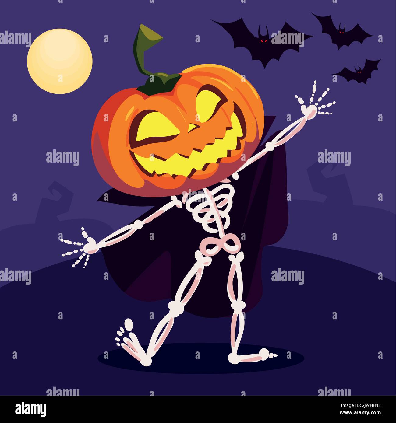 halloween pumpkin skeleton Stock Vector Image & Art - Alamy