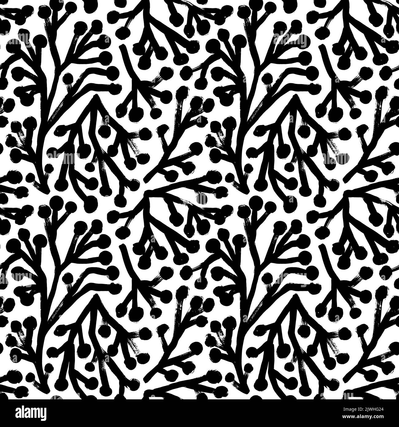 Hand drawn berry branches vector seamless pattern Stock Vector Image ...