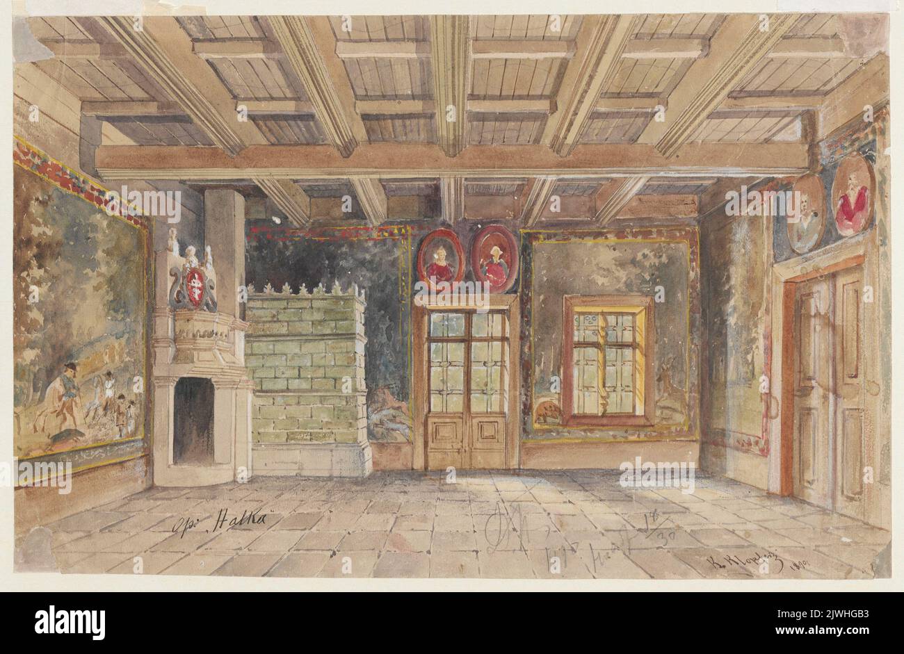 Ornamentation for the “Halka" opera - grand chamber; verso: schematic ...