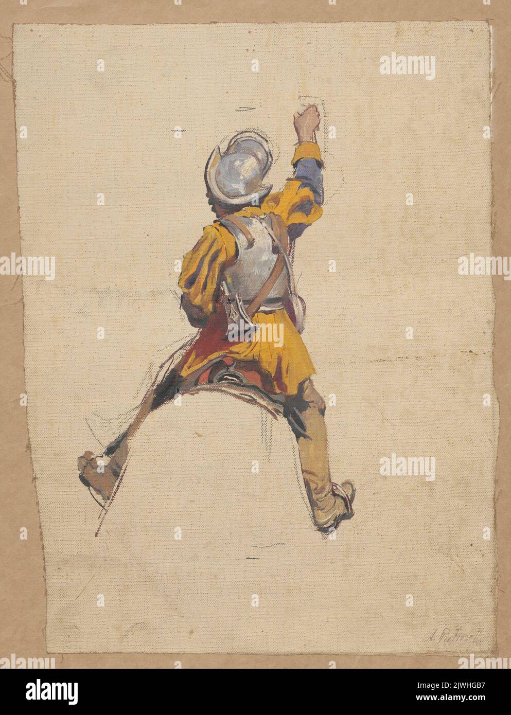 Study of a soldier in Renaissance costume. Piotrowski, Antoni (1853 ...
